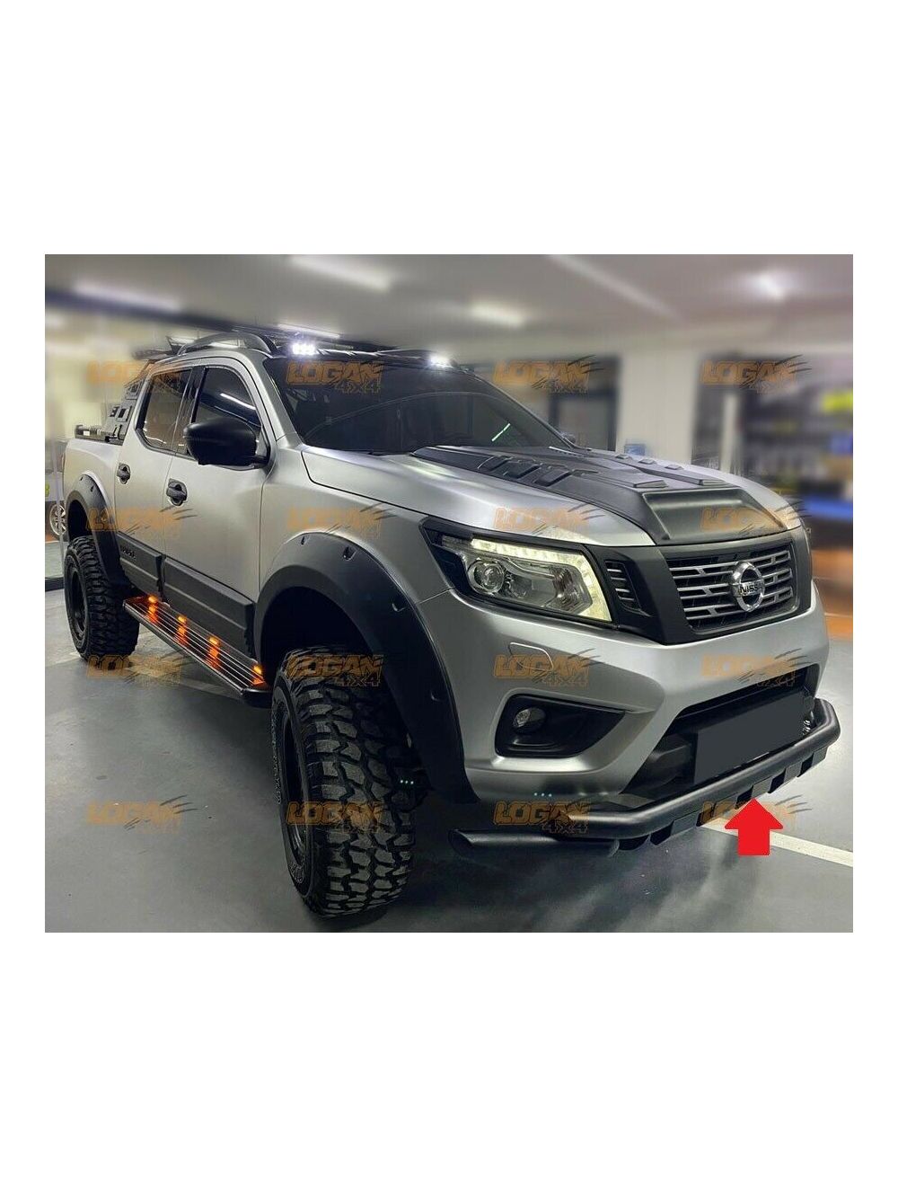 Frontbugel Frontschutzbugel Bull Bar Modell Tiger fur Nissan Navara NP300 2015 2023 in lackiertem Schwarzstahl